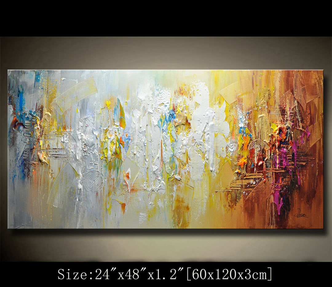 Textured Abstract Landscape Painting: Modern Palette Knife Canvas Art ...