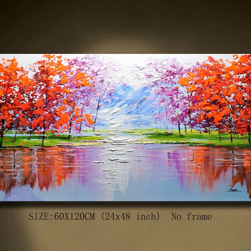 Red Tree Painting - Etsy