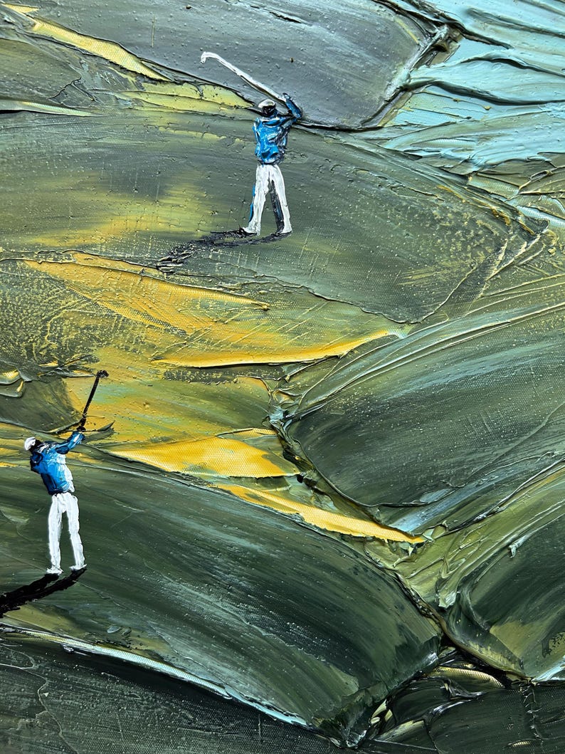 Vertical Textured Green Golf Art, 3D Palette Knife Painting - Etsy