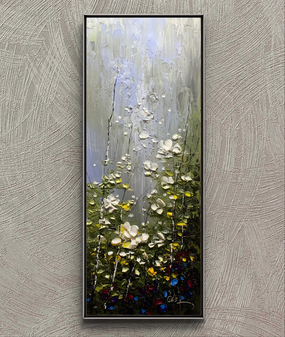 Vertical Green Forest Painting Abstract White Floral Wall Art - Etsy UK