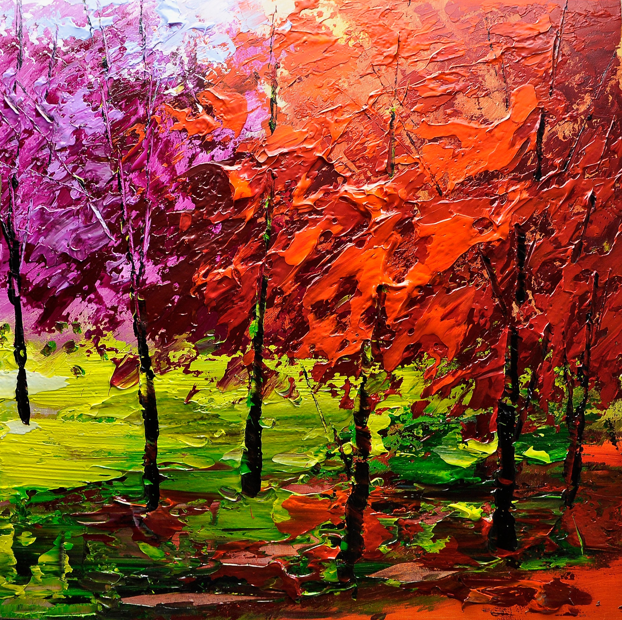 Textured Tree Painting: Colorful Abstract Canvas Wall Art - Etsy