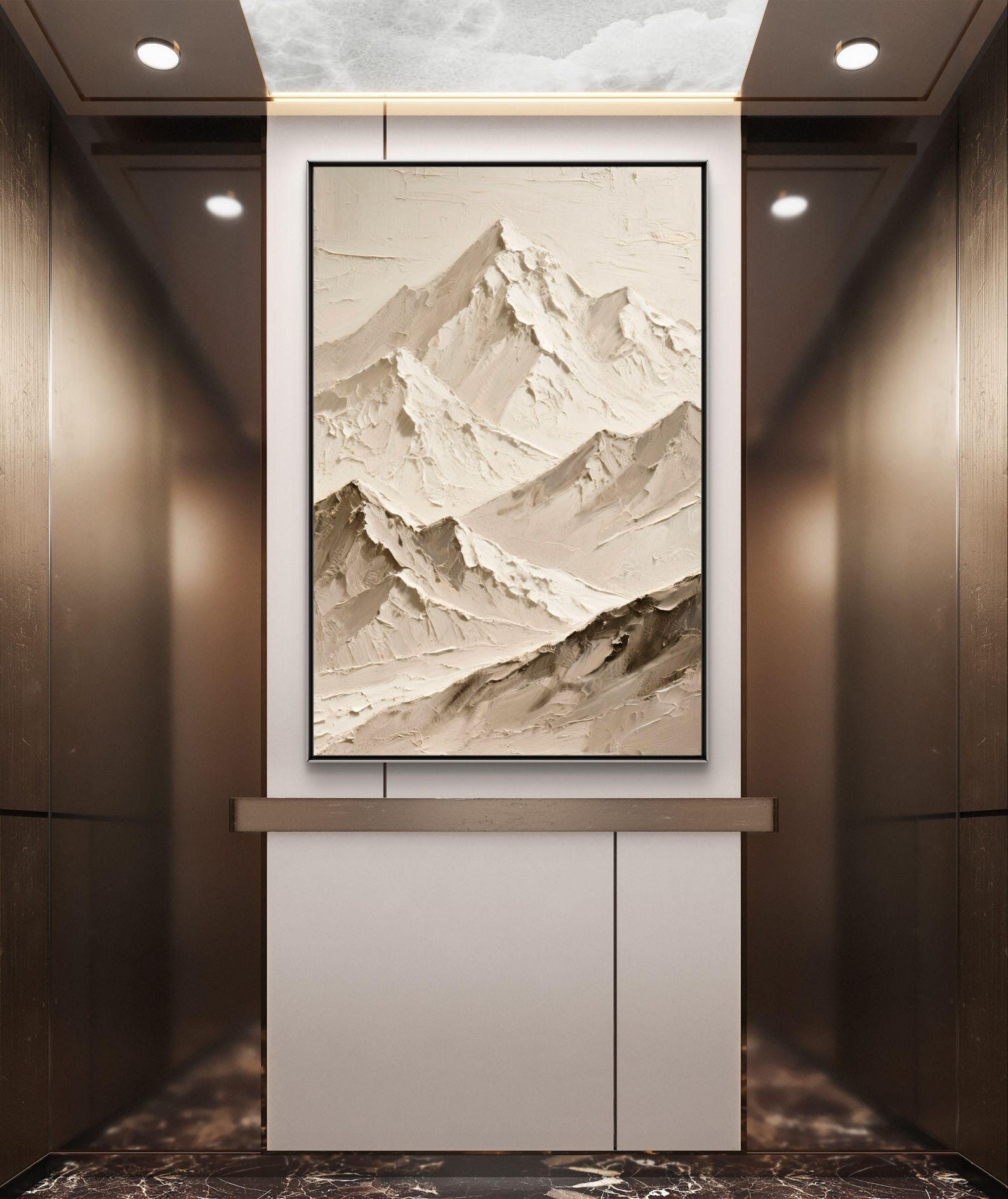 Textured Mountain Painting 3D Abstract Wall Art Minimalist Beige Taupe ...