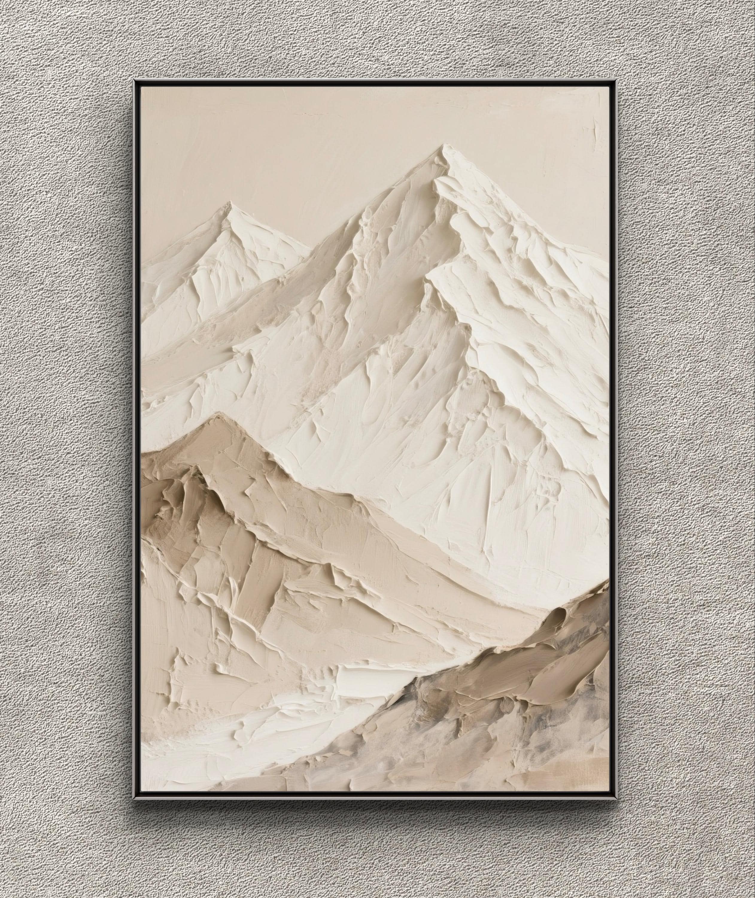 Textured Mountain 3D Wall Art Minimalist Beige Taupe Earth Tone ...