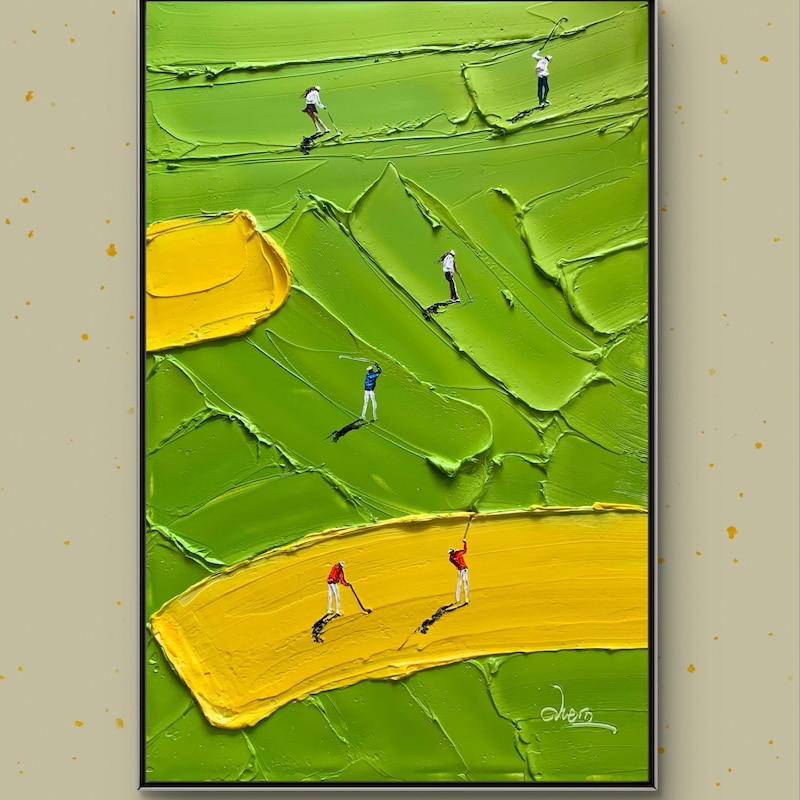Impasto Golf Painting - Etsy UK