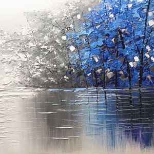 Abstract Landscape Paintings Blue Forest Painting on Canvas Texture ...