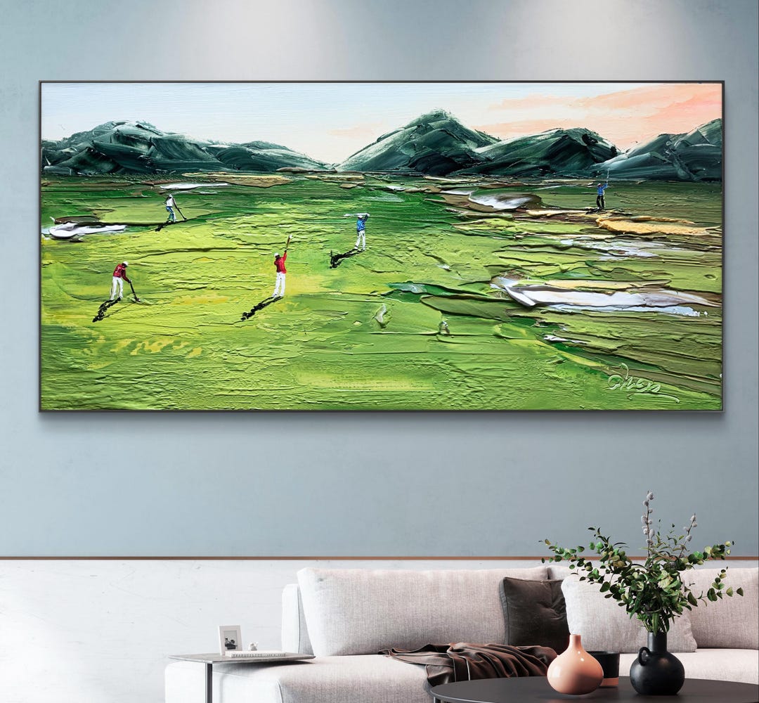 Green Golf Canvas Wall Art Green Abstract Painting Green Textured Wall ...