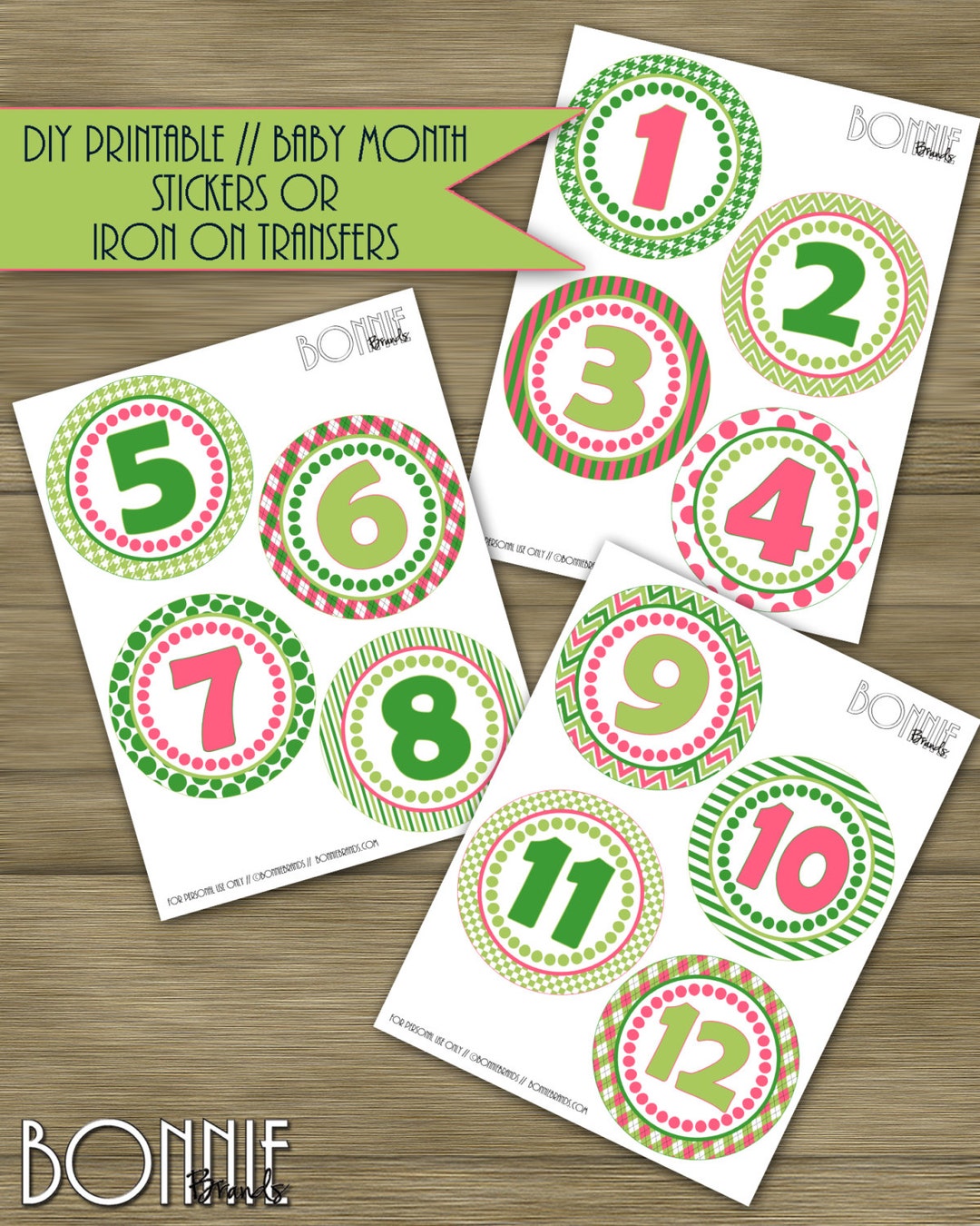 PRINTABLE DIY Monthly Baby Stickers or Iron on Transfers // Baby ...