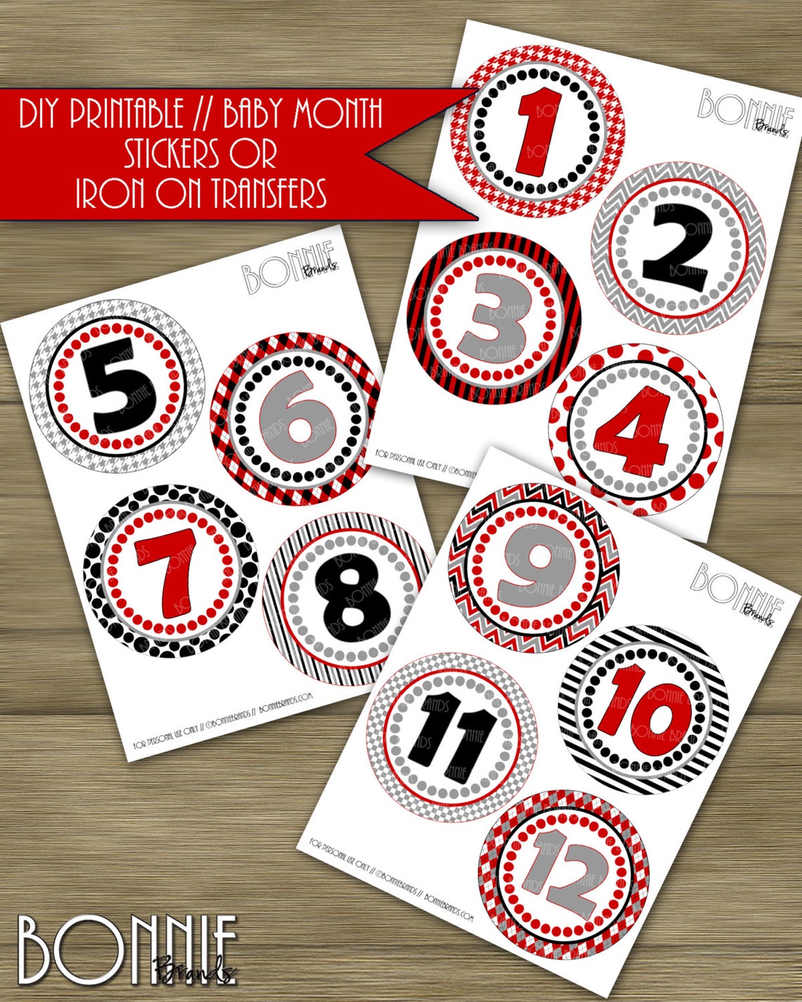 PRINTABLE DIY Monthly Baby Stickers or Iron on Transfers // - Etsy