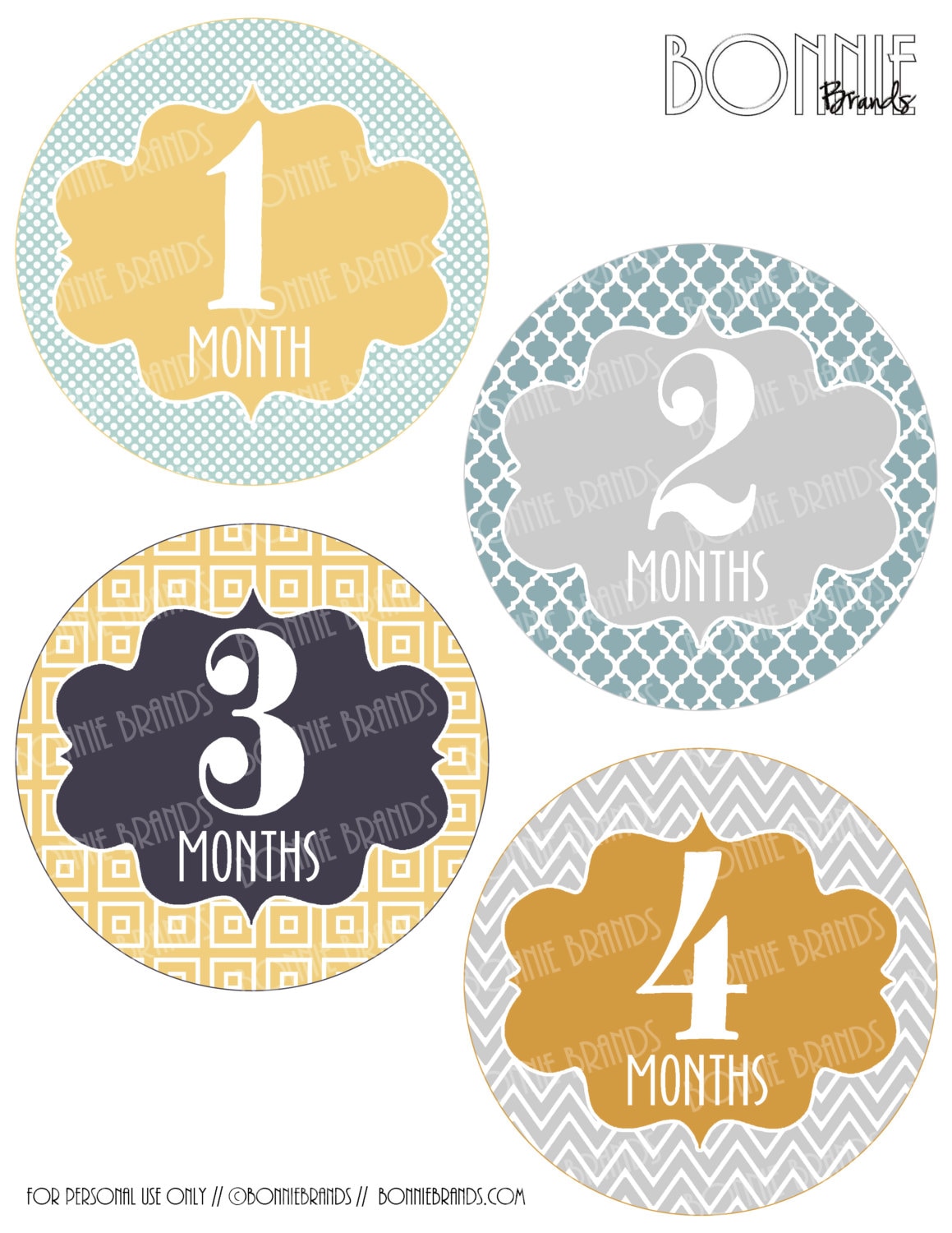 PRINTABLE DIY Monthly Baby Stickers or Iron on Transfers // Baby ...