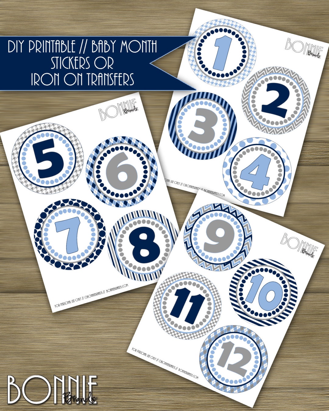 PRINTABLE DIY Monthly Baby Stickers or Iron on Transfers // Baby ...