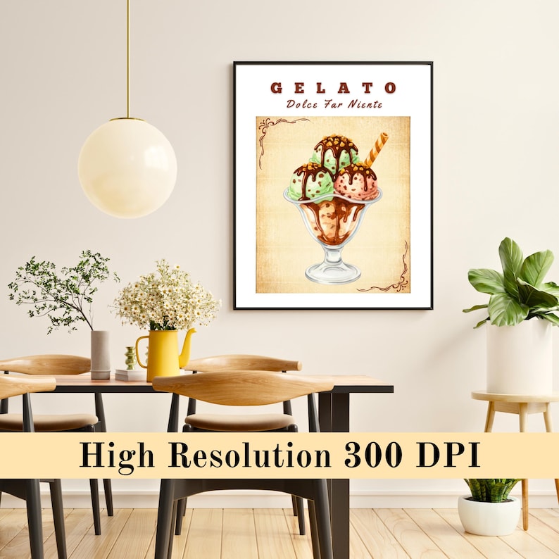 Italian Gelato Art Print, Gelateria & Ice Cream Shop Decor, Italian ...