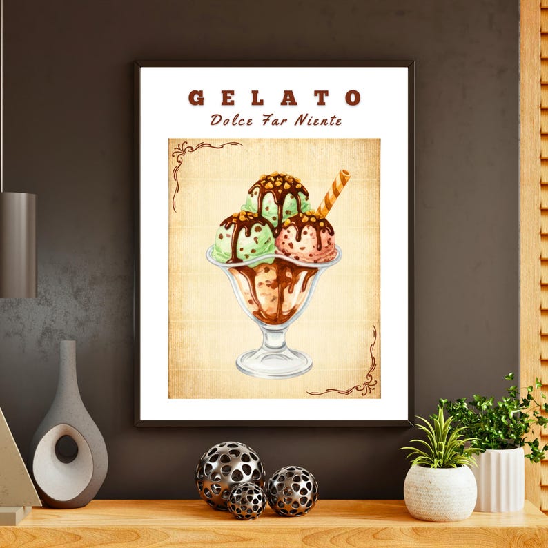 Italian Gelato Art Print, Gelateria & Ice Cream Shop Decor, Italian ...