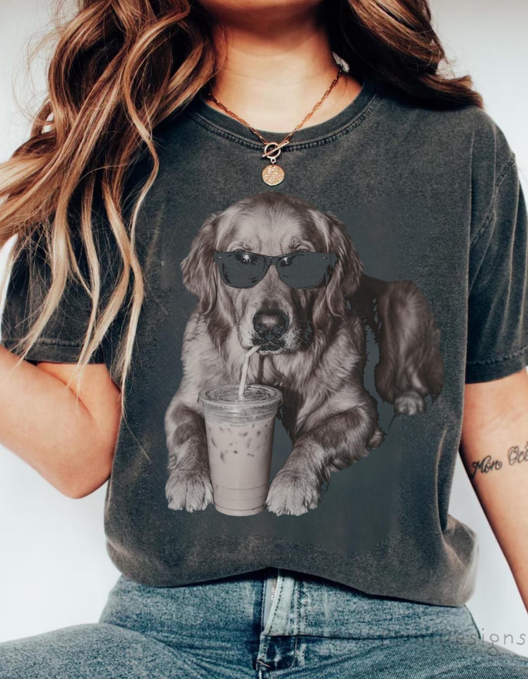 Comfort Colors Golden Retriever Iced Coffee Dog Shirt, Funny Meme ...