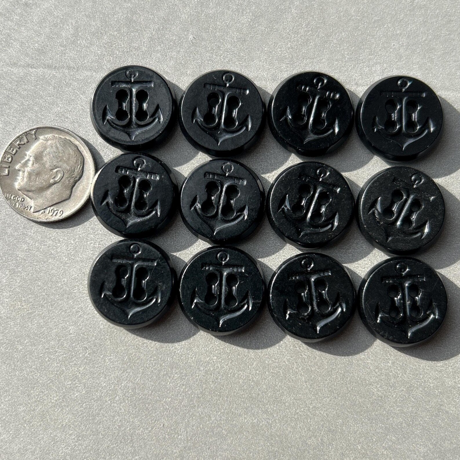 Set of 12 Vintage Navy Pea Coat Cuff Buttons Anchor Buttons 5/8 Inch ...
