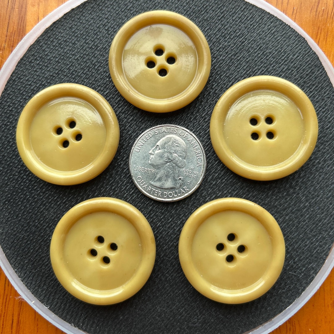 Set of 5 Big Yellow Plastic Buttons 1 1/4 Inch Sewing Buttons Craft ...