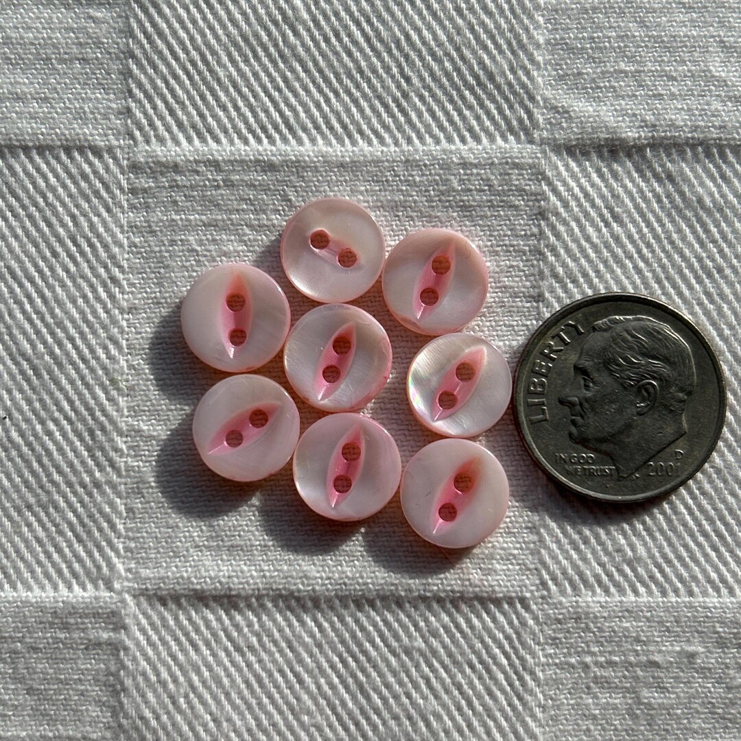 Set of 8 Small Pink Pearl Buttons Pink Shell Buttons 3/8 Inch Sewing ...