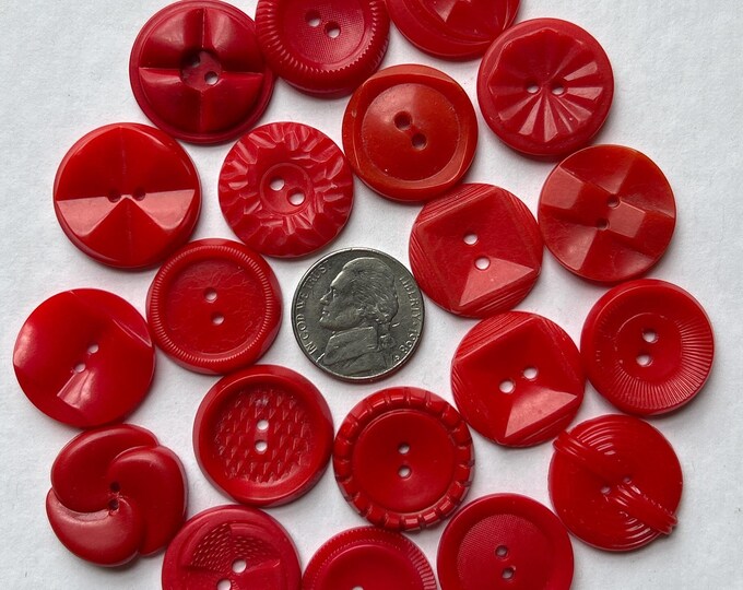 Lot of 20 Assorted Vintage Red Plastic Buttons Approximately 7/8 Inch ...