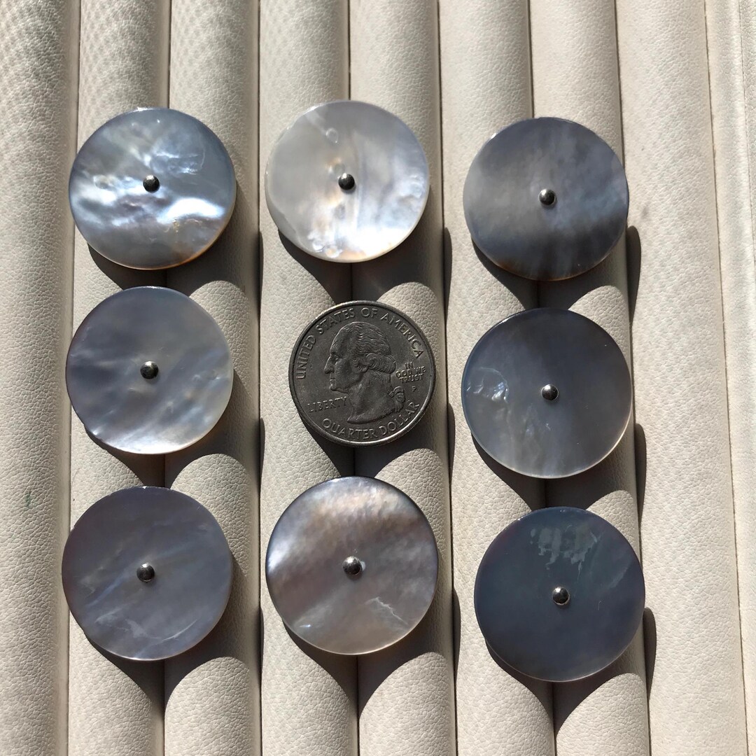 Set of 8 Vintage Gray Pin Shank Natural Pearl Buttons Shell Buttons1 1/ ...