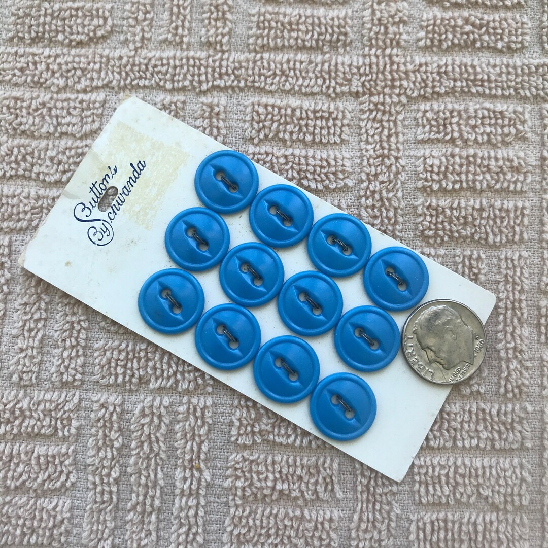 Set of 12 Vintage Bright Blue Buttons on Original Card by Schwanda ...
