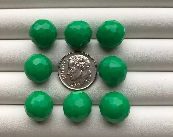 Set of 8 Green Faceted Plastic Ball Buttons 1/2 Inch Sewing Buttons ...