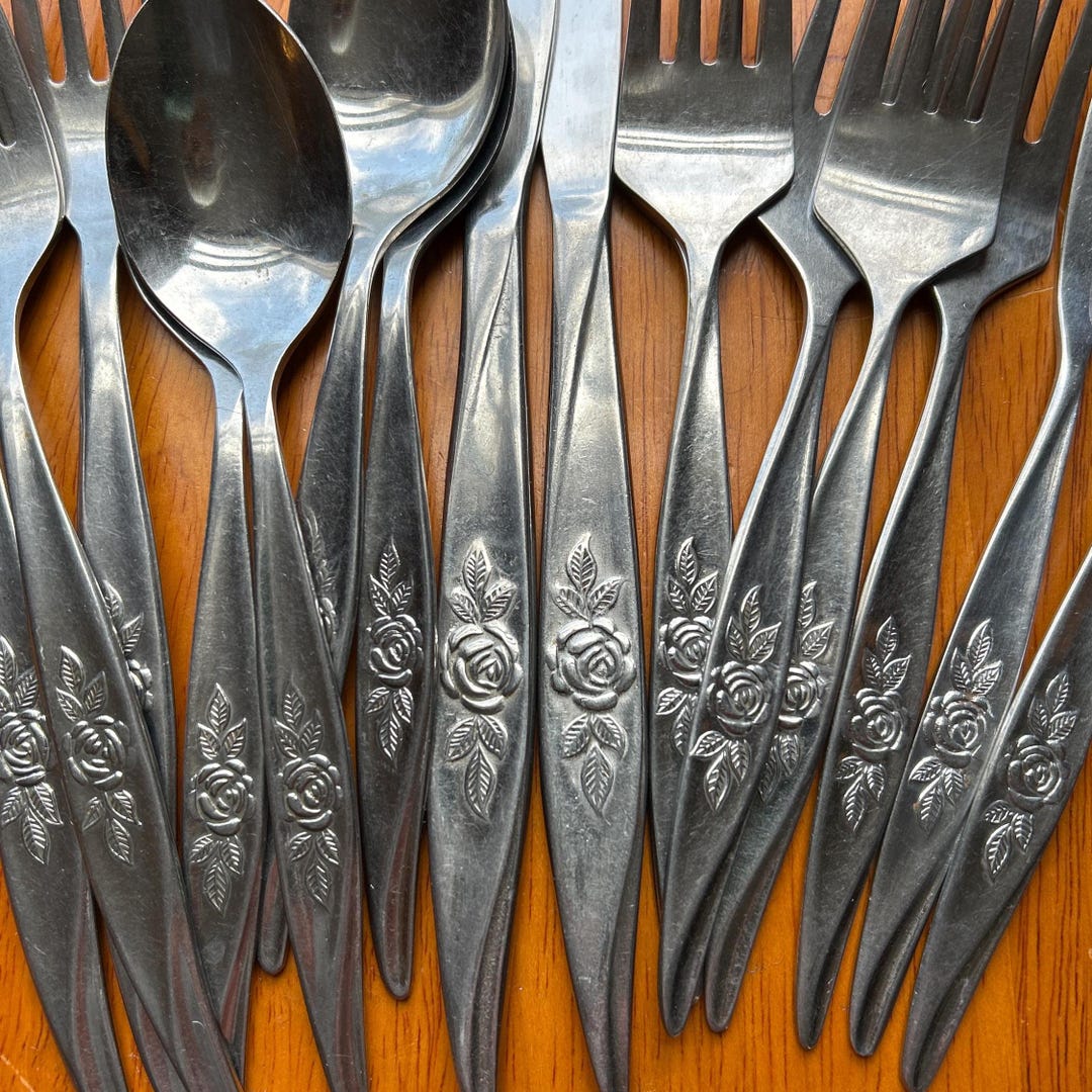 16 Random Pieces Mid Century AVONROSE Vintage Stainless Flatware ...