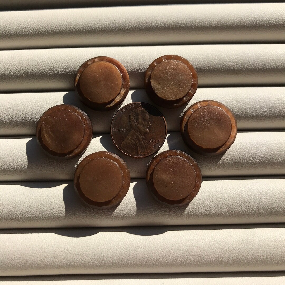 Set of 6 Unused Fancy Brown Shank Buttons 3/4 Sewing Buttons Craft ...