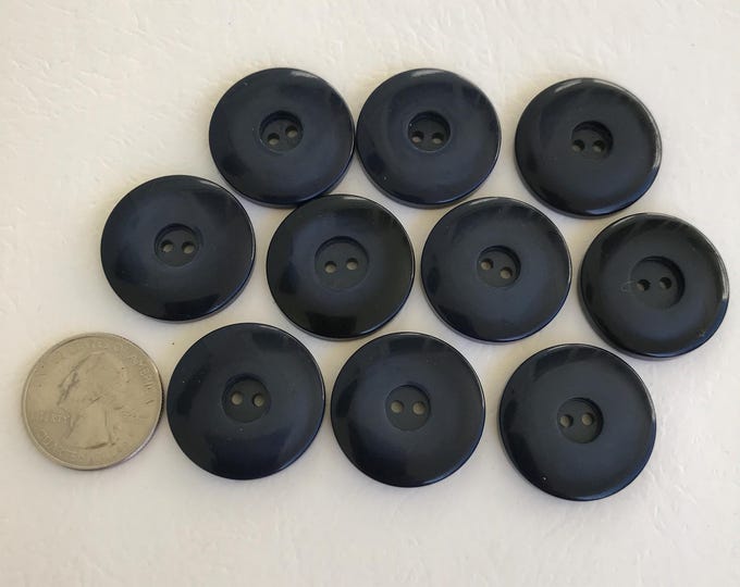 Set of 9 Vintage Thick Dark Blue Plastic Buttons 1 1/16 Inch Sewing ...