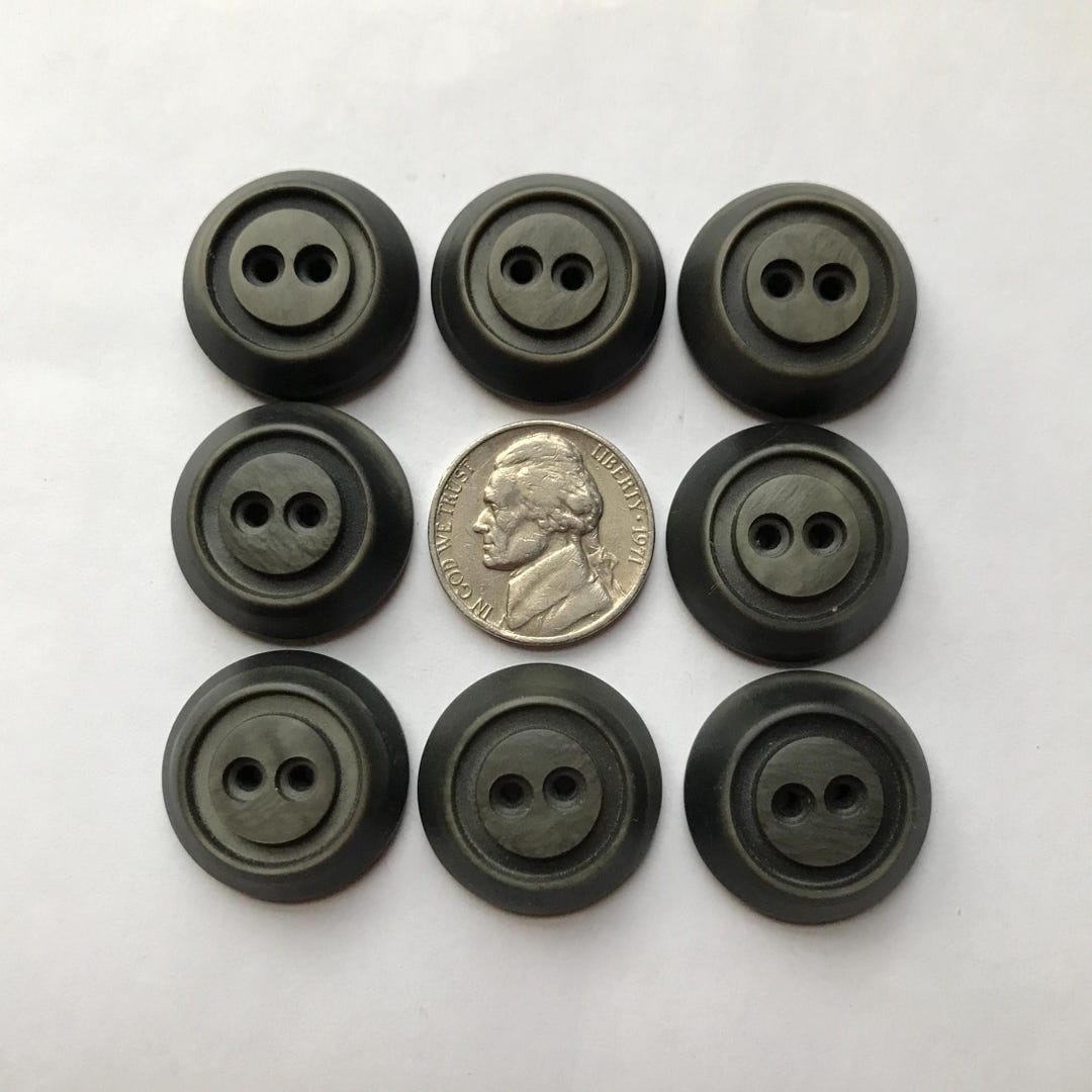 Set of 8 Chunky Dark Gray Plastic Buttons 7/8 Inch Sewing Buttons Craft ...