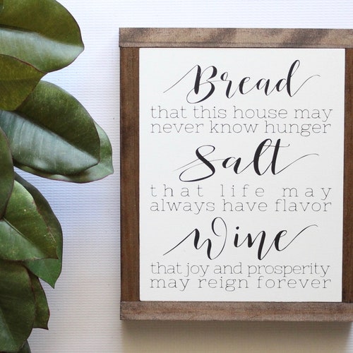 Wood Sign Housewarming Gift Bread Salt and Wine It's A - Etsy