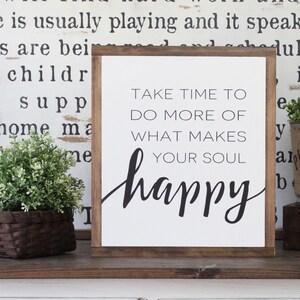 Wood Sign, Wood Wall Art, Happy Sign, Make Your Soul Happy, Framed Wall ...