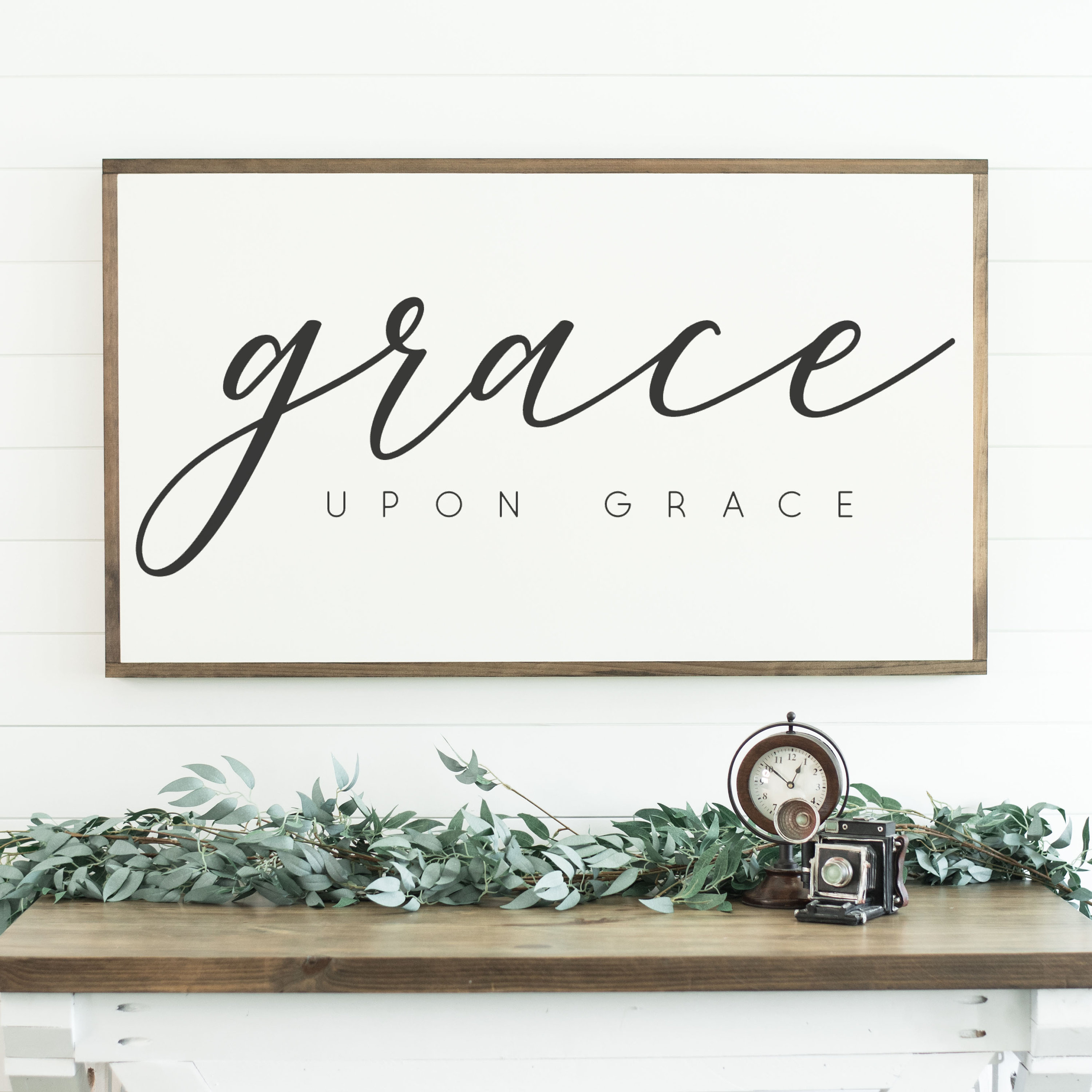 Grace Upon Grace Sign Large Wood Sign Framed Wood Sign | Etsy