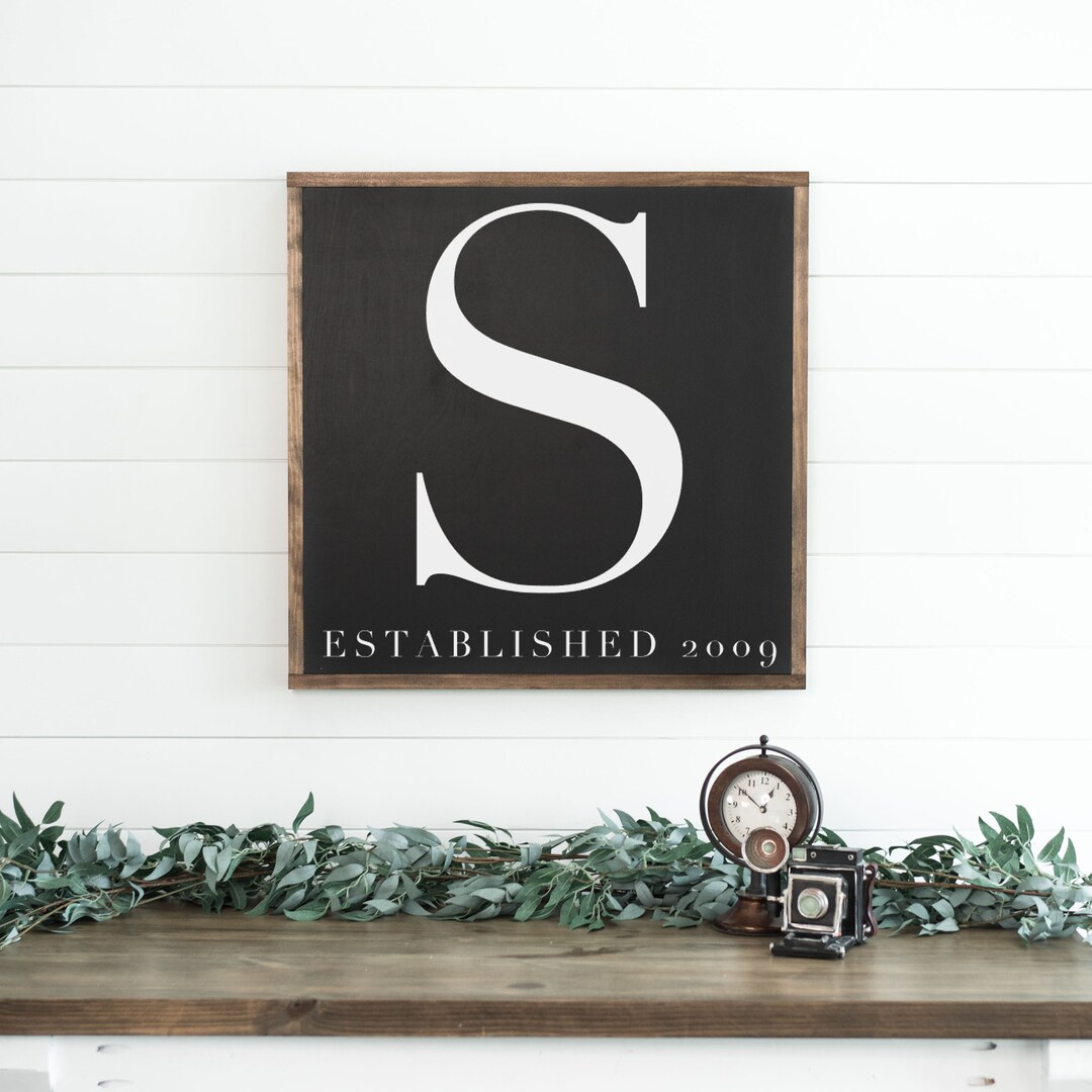 Monogram Sign, Family Monogram, Established Sign, Large Wood Sign ...