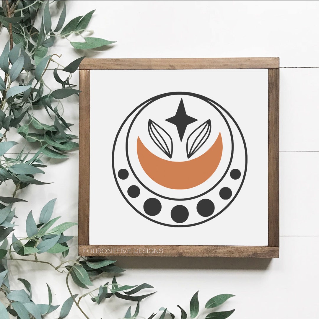 Boho Moon Sign, Wood Sign, Boho Wood Wall Art, Framed Wall Art, Boho ...