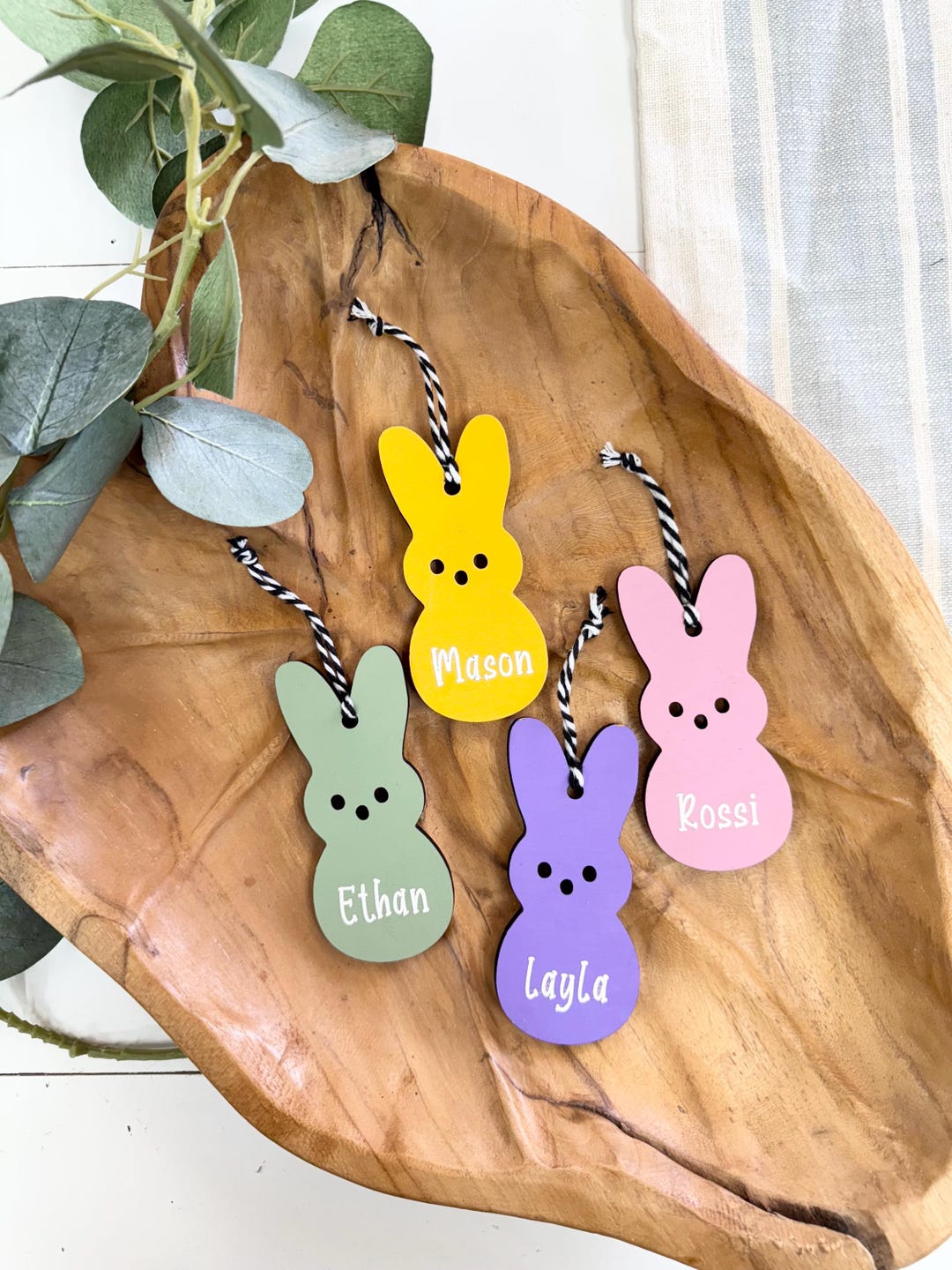 Marshmallow Peep Easter Basket Tags, Easter Name Tags, Personalized ...