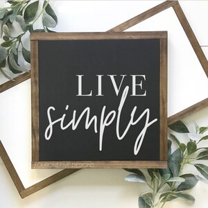 Live Simply, Framed Wood Sign, Rustic Home Decor, Farmhouse Style, Wall ...