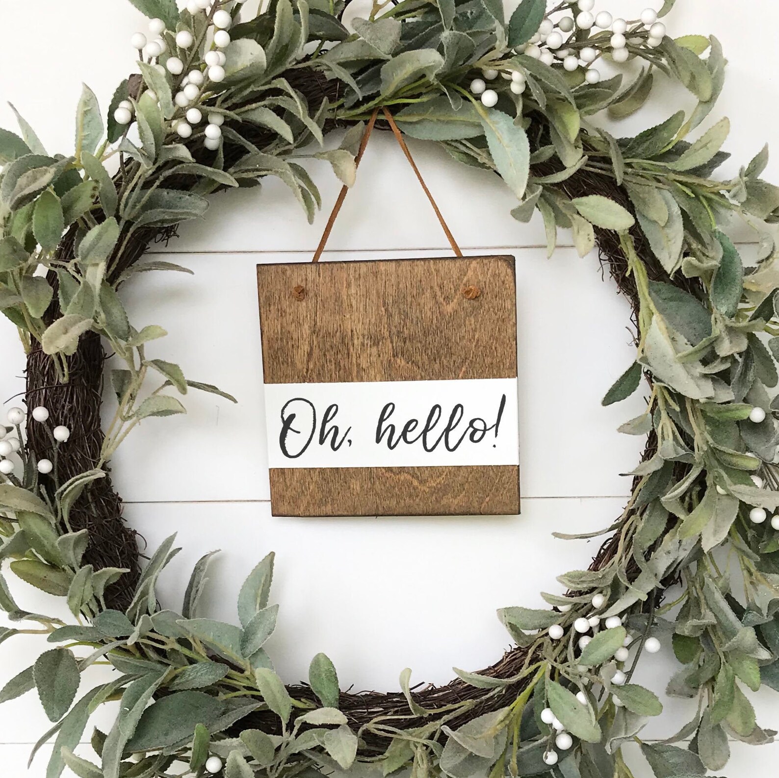 Front Door Sign, Oh Hello, Wreath Sign, Small Wood Sign, Door Sign ...