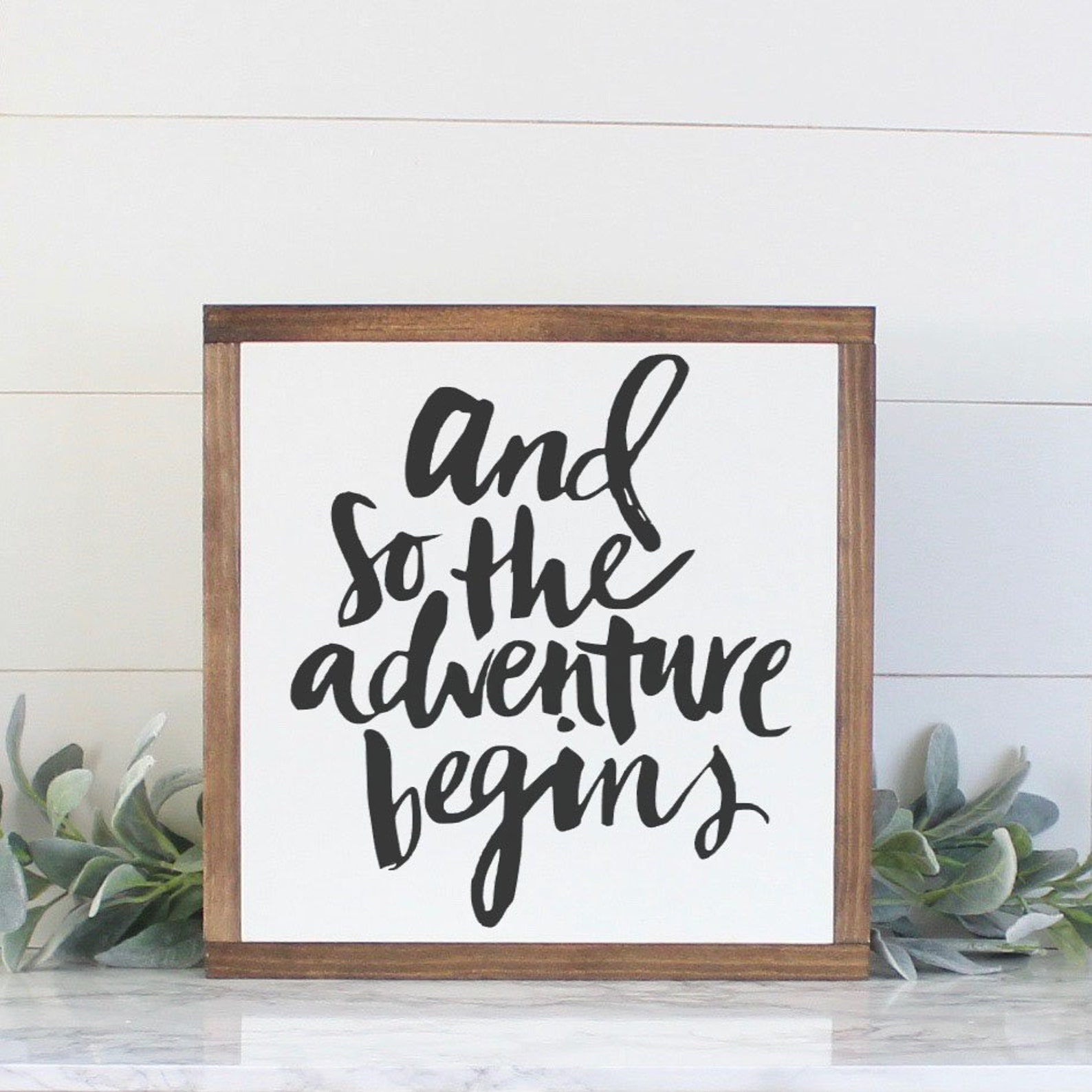 And so the Adventure Begins Sign Adventure Sign Framed Wood | Etsy