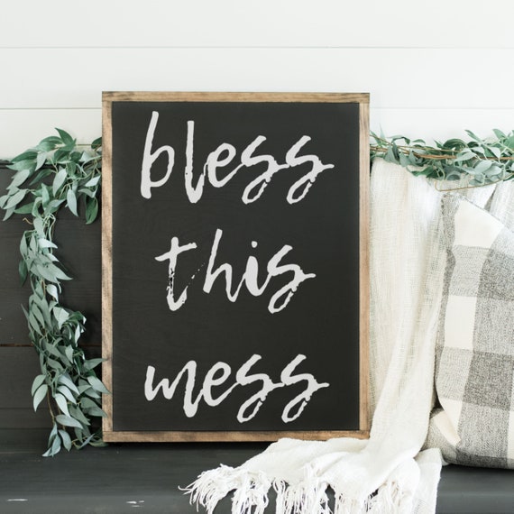 Bless This Mess Sign Framed Wood Sign Farmhouse Sign Large | Etsy