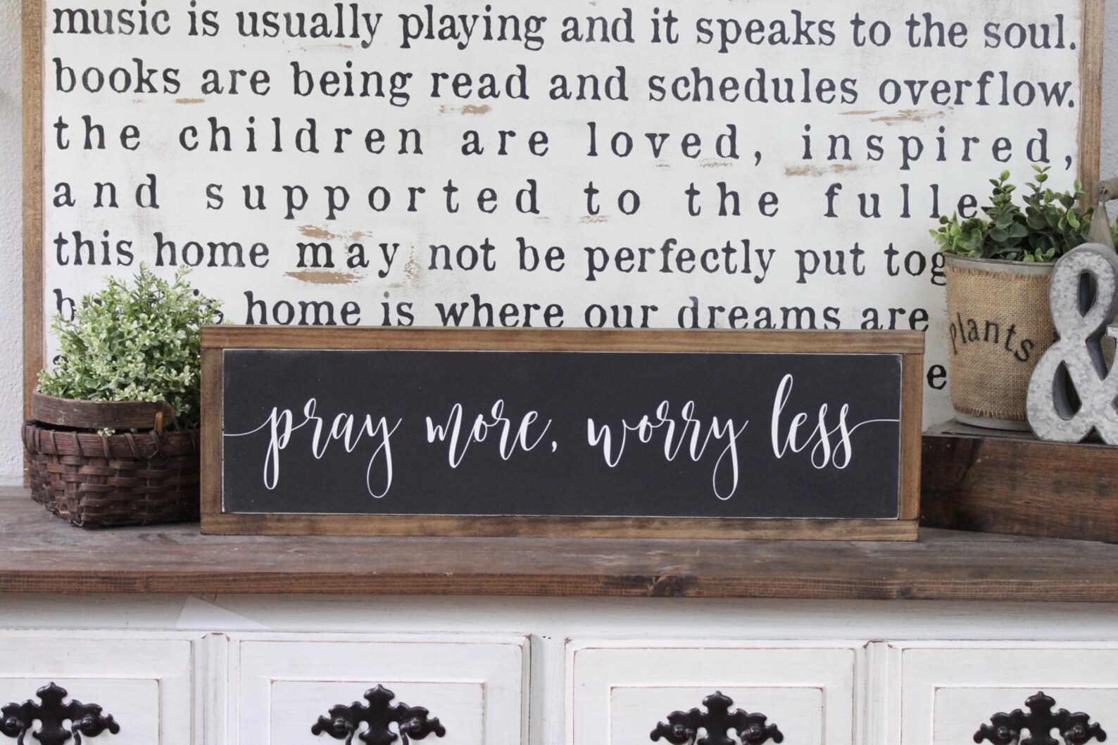 Pray More Worry Less Wood Sign Farmhouse Sign Over the Door - Etsy