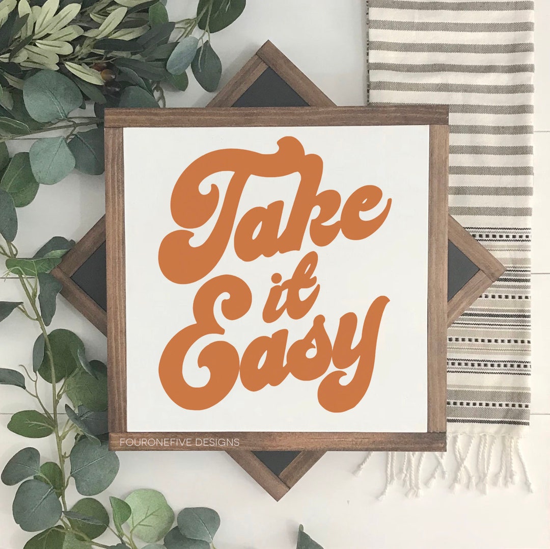 Take It Easy Sign, Wood Sign, Boho Wood Wall Art, Framed Wall Art, Boho ...