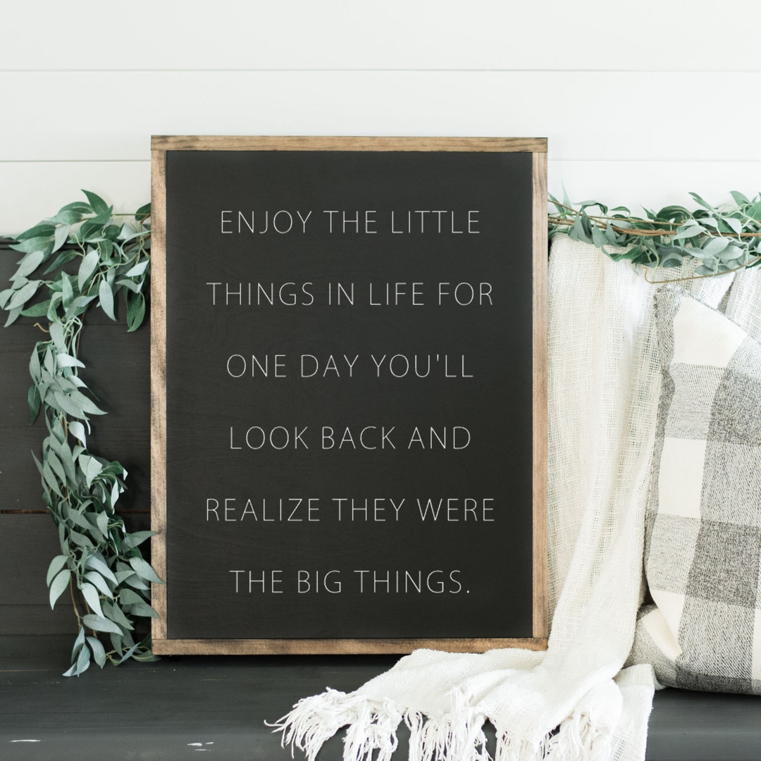 Enjoy the Little Things Sign, Framed Wood Sign, Farmhouse Sign, Large ...