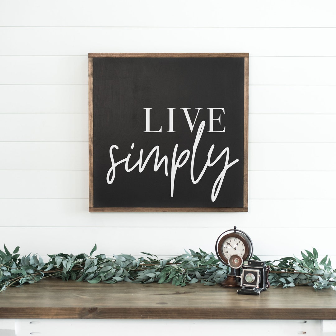 Live Simply Sign, Large Sign, Framed Wood Sign, Farmhouse Decor, Living ...