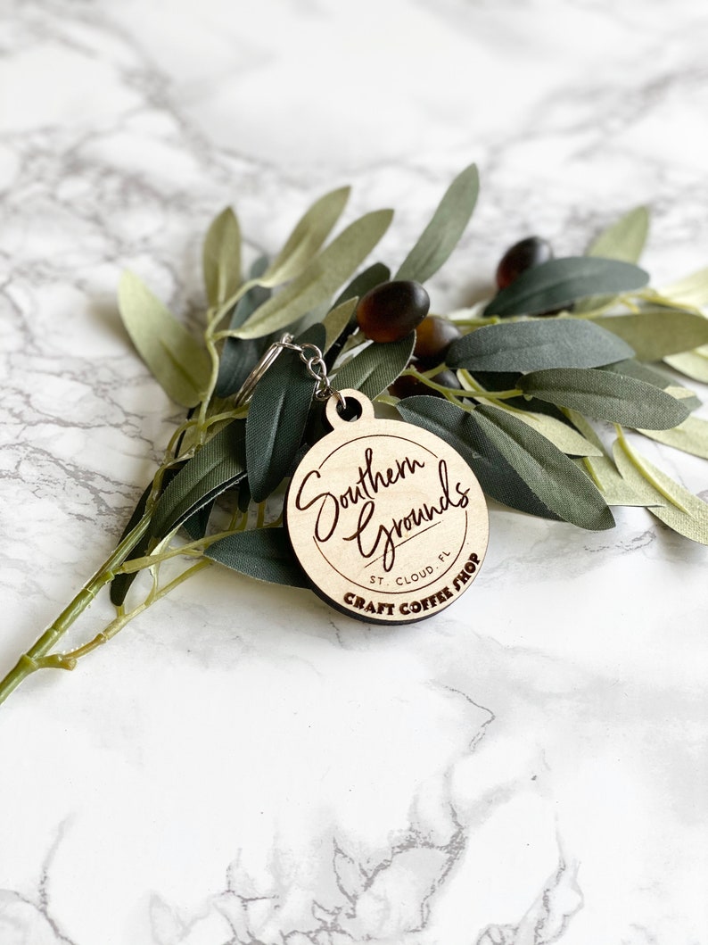 Custom Logo Keychain Laser Engraved Wood Keychain | Etsy