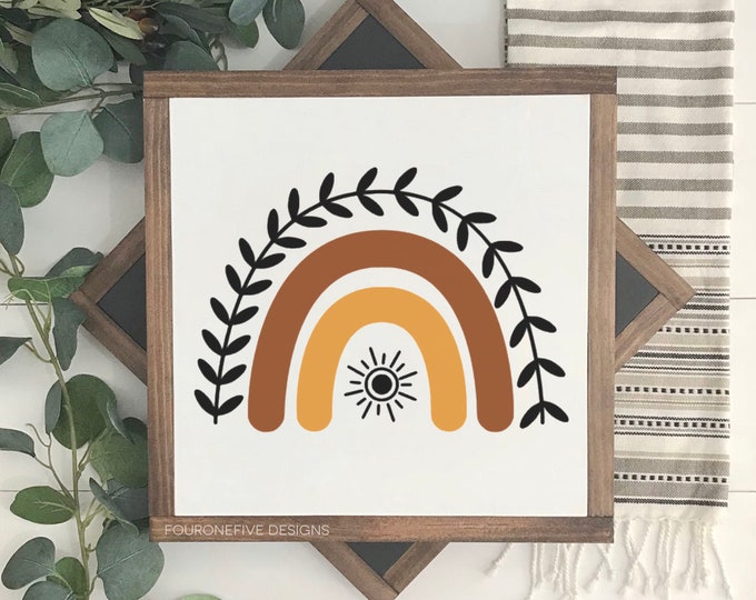 Boho Rainbow and Sun Sign Wood Sign Boho Wood Wall Art - Etsy
