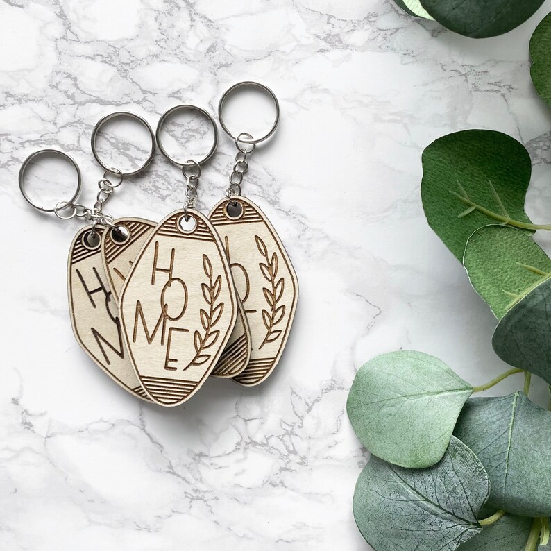 Home Keychain Vintage Key Tag Motel Keychain Wood Keychain | Etsy