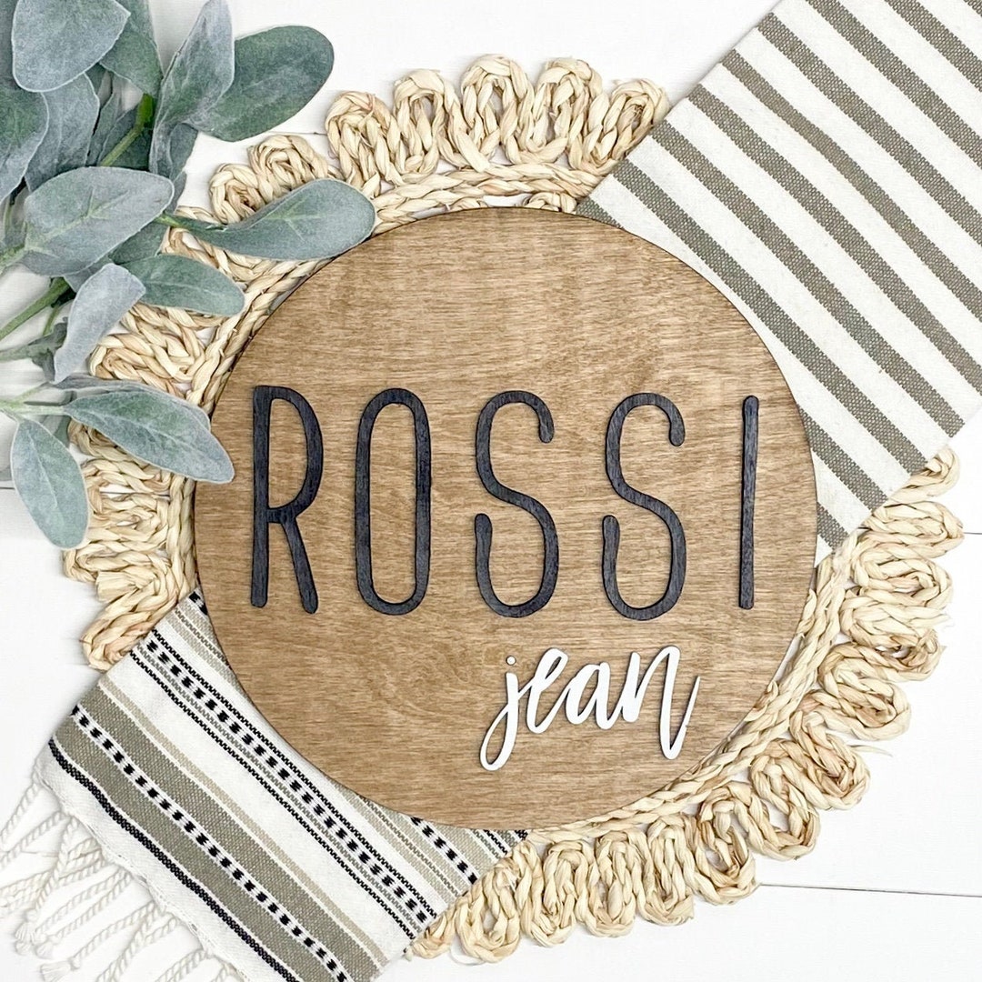 Round Name Sign 10 Round Sign Wooden Nursery Name - Etsy