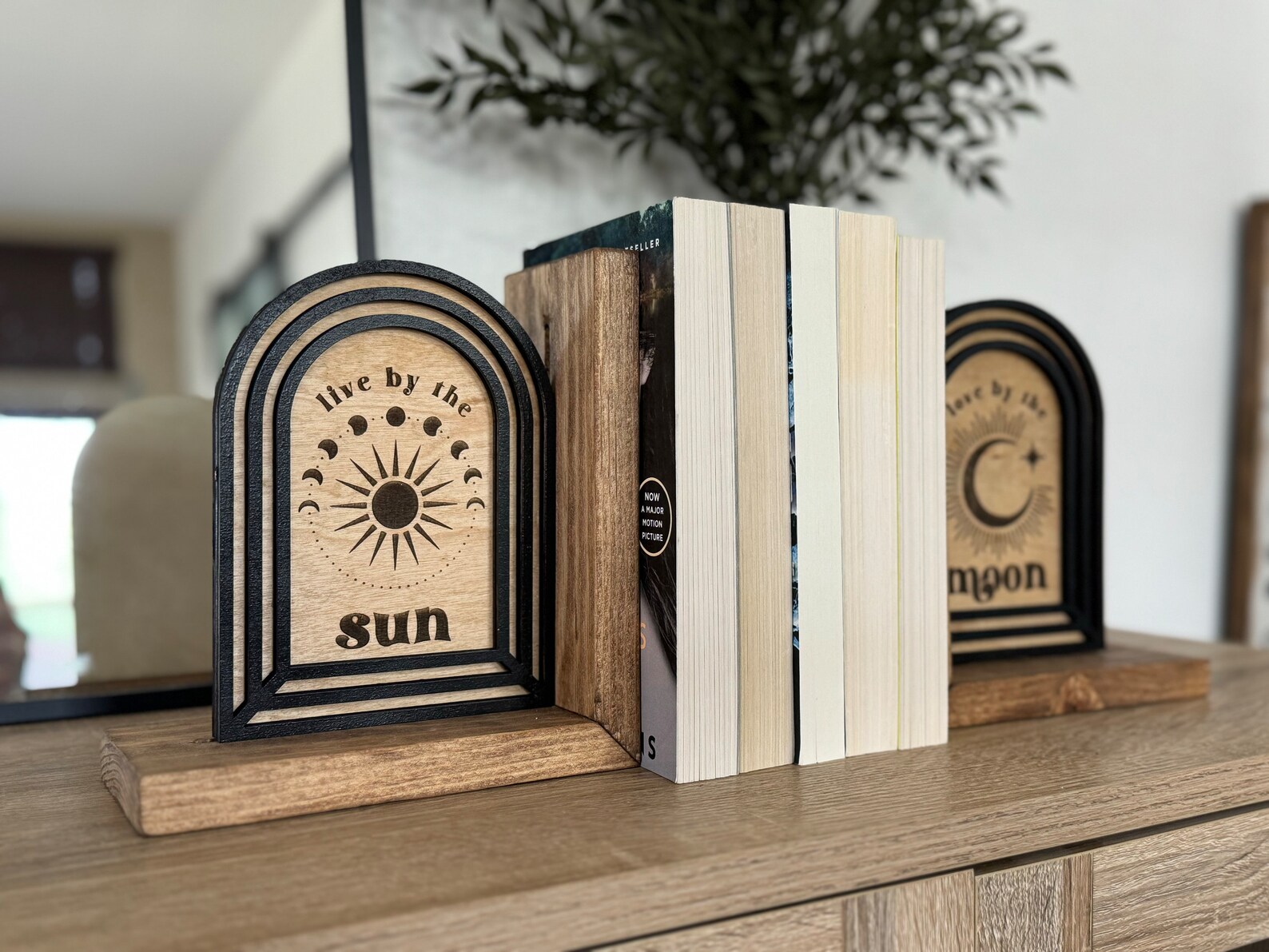 Sun and Moon Bookends, Live by the Sun, Love by the Moon, Book Stoppers ...