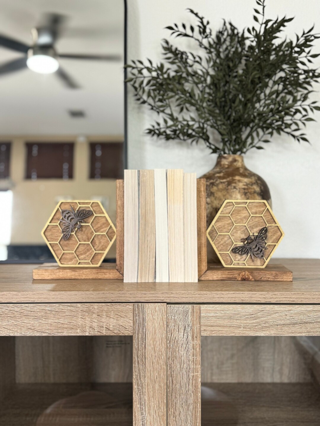 Honeycomb Bookends, Bee Bookends, Book Stoppers, Wooden Book Ends ...