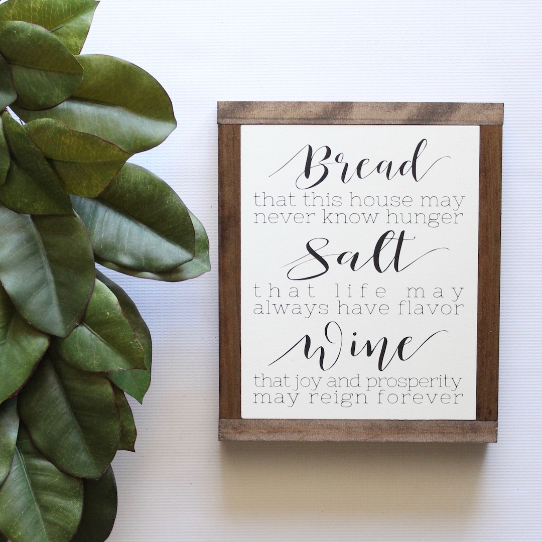 Wood Sign, Housewarming Gift, Bread Salt and Wine, It's A Wonderful ...