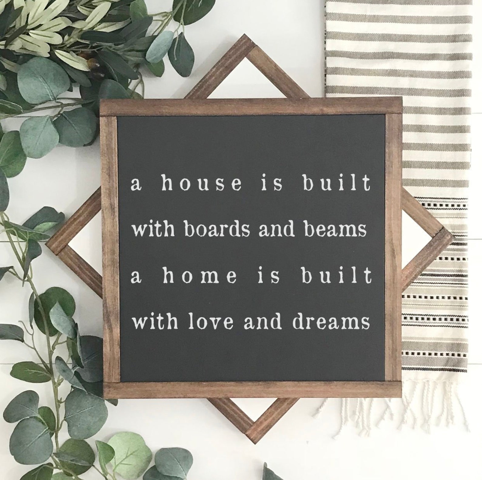 Wood Sign A House is Built With Boards and Beams Hand | Etsy